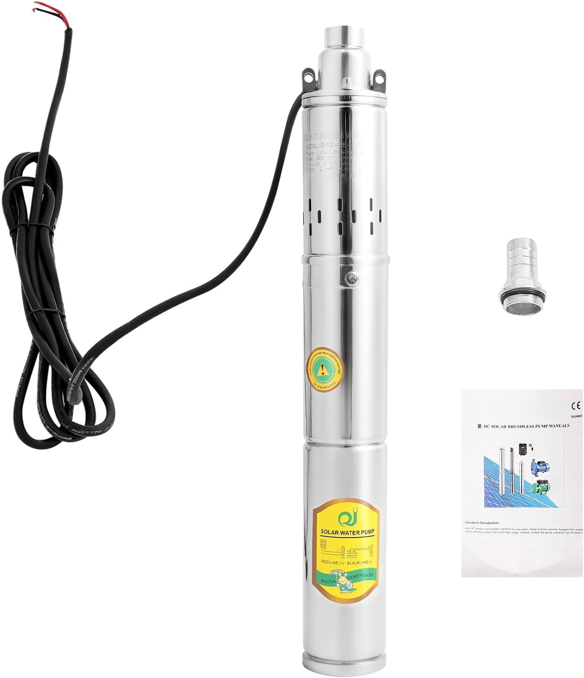 Miumaeov Solar Water Pump Deep Well, DC 24V 370W Stainless Steel Screw ...