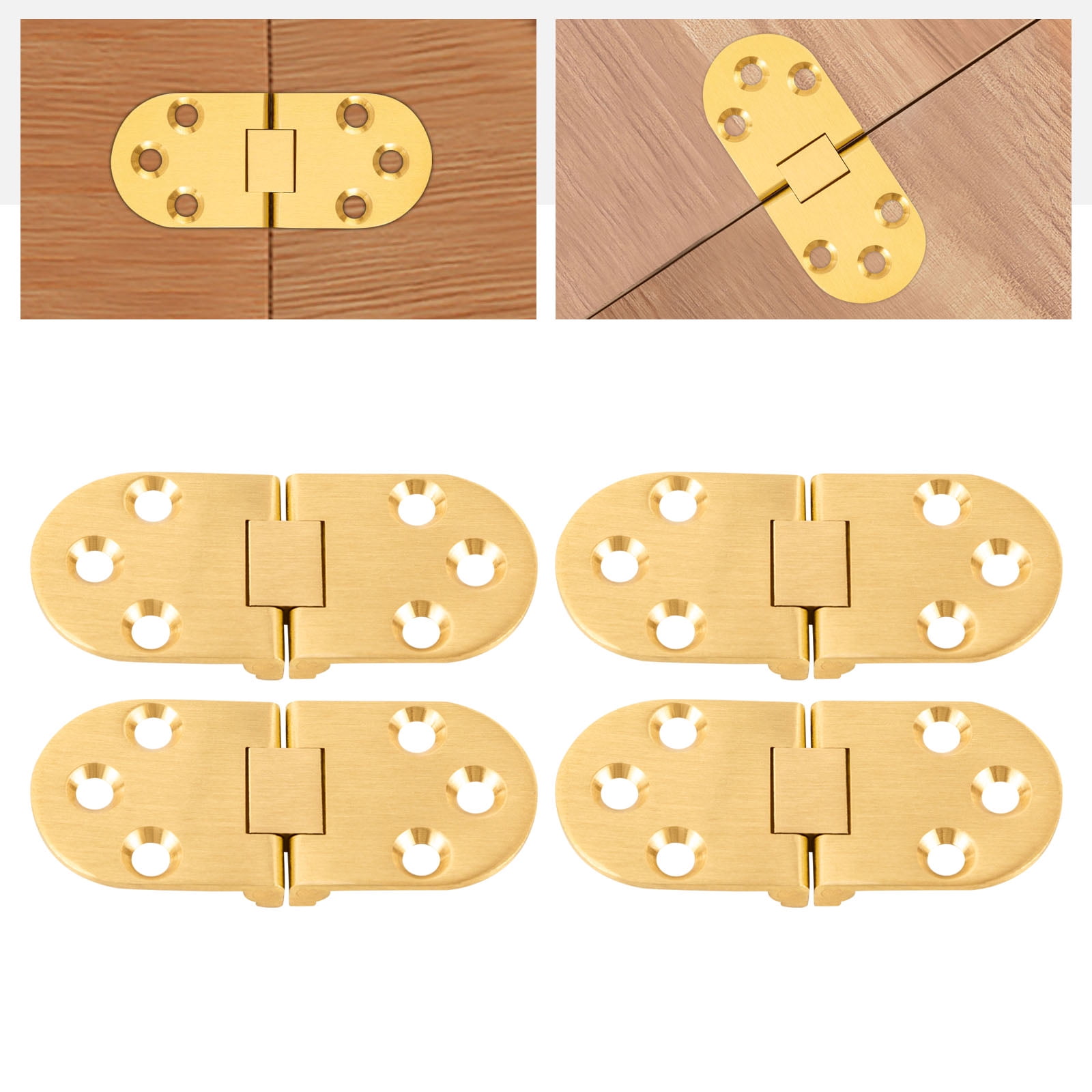 Miumaeov Solid Brass Table Folding Flip Top Hinge 4 Pack Kitchen ...