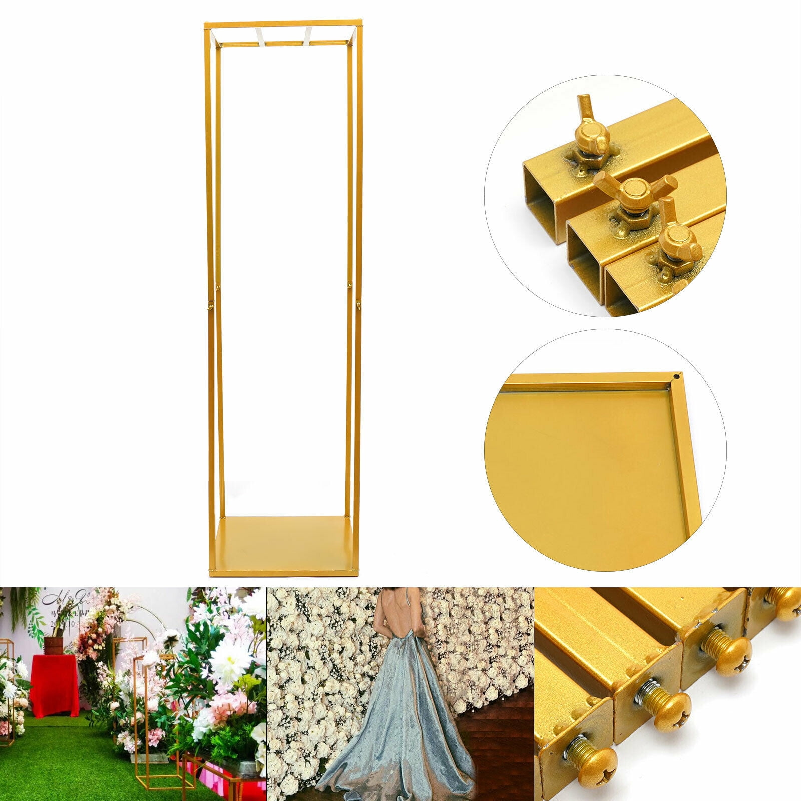 Miumaeov Square Wedding Flower Stand Props Support Bracket Metal Gold ...