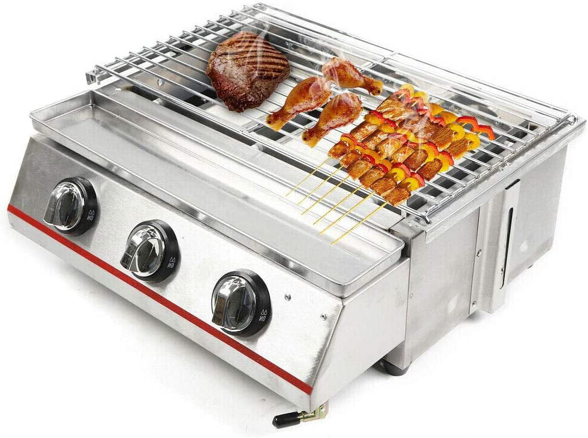 Miumaeov Stainless Steel Barbecue Grill Sear 3 Burner Side Gas Grill ...
