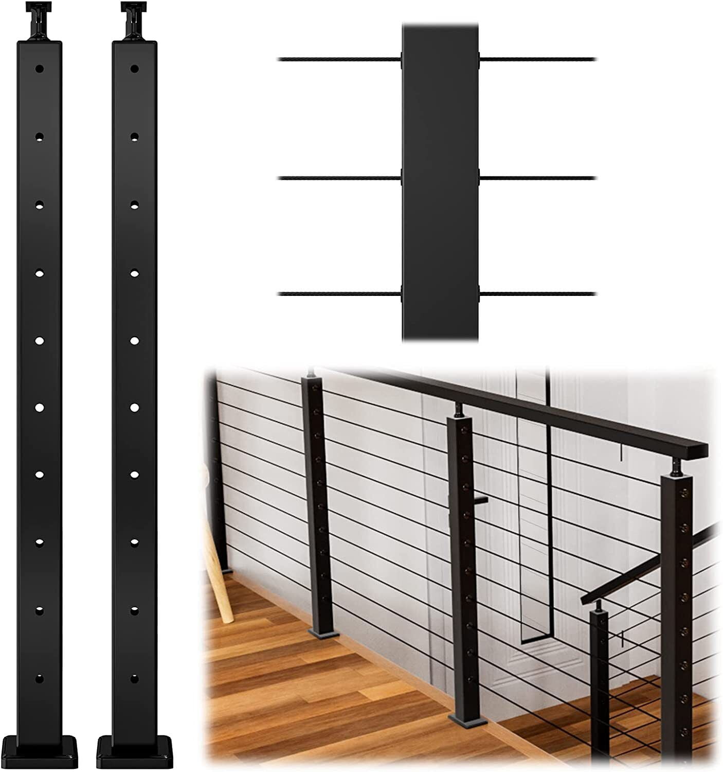 Miumaeov Stainless Steel Cable Railing Post Railing Column 36"x2"x2 ...