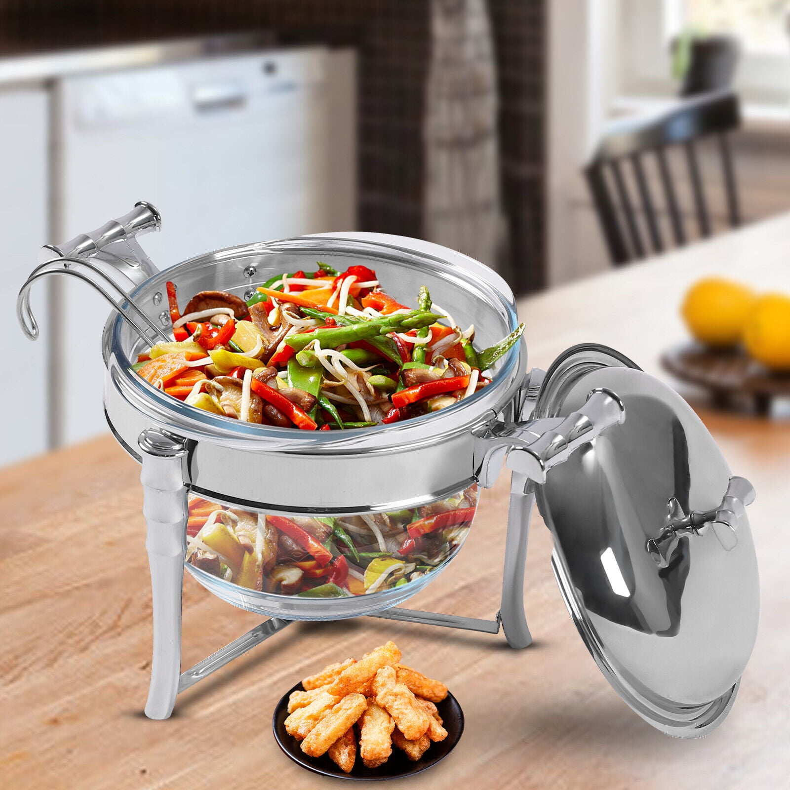 Miumaeov Stainless Steel Chafing Dish Buffet Set with High Borosilicate ...