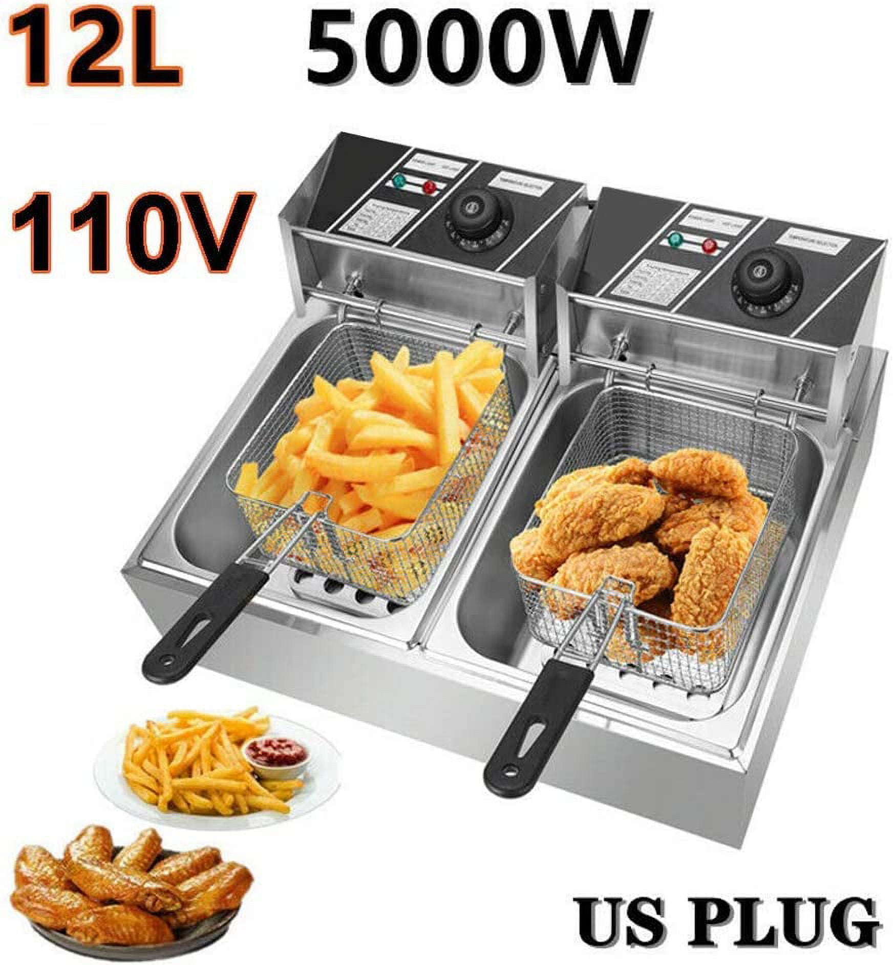 Miumaeov Stainless Steel Deep Fryer with Frying Baskets and Lid, 12.7QT ...