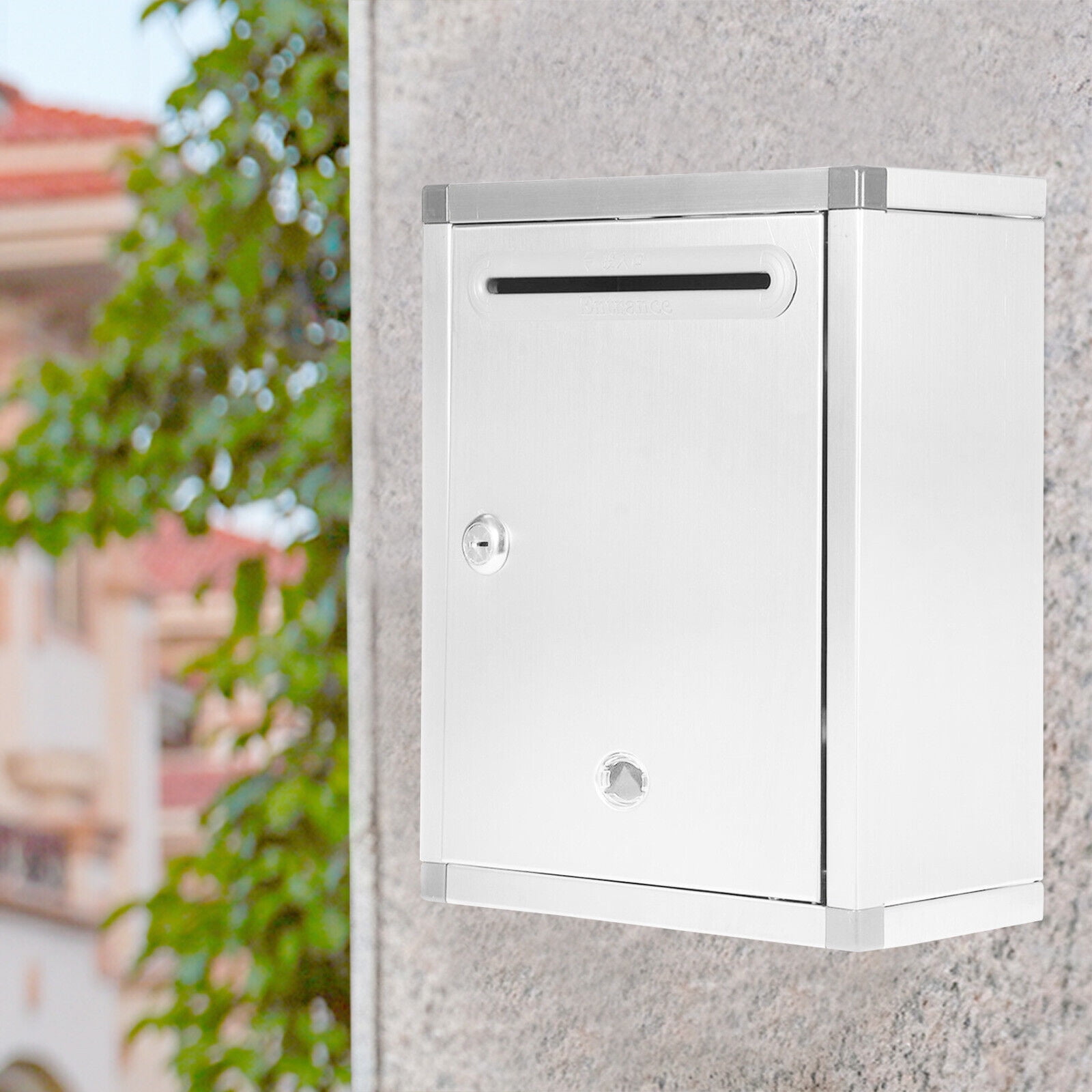 Miumaeov Stainless Steel Letter Post Box Modern Outdoor Lockable ...