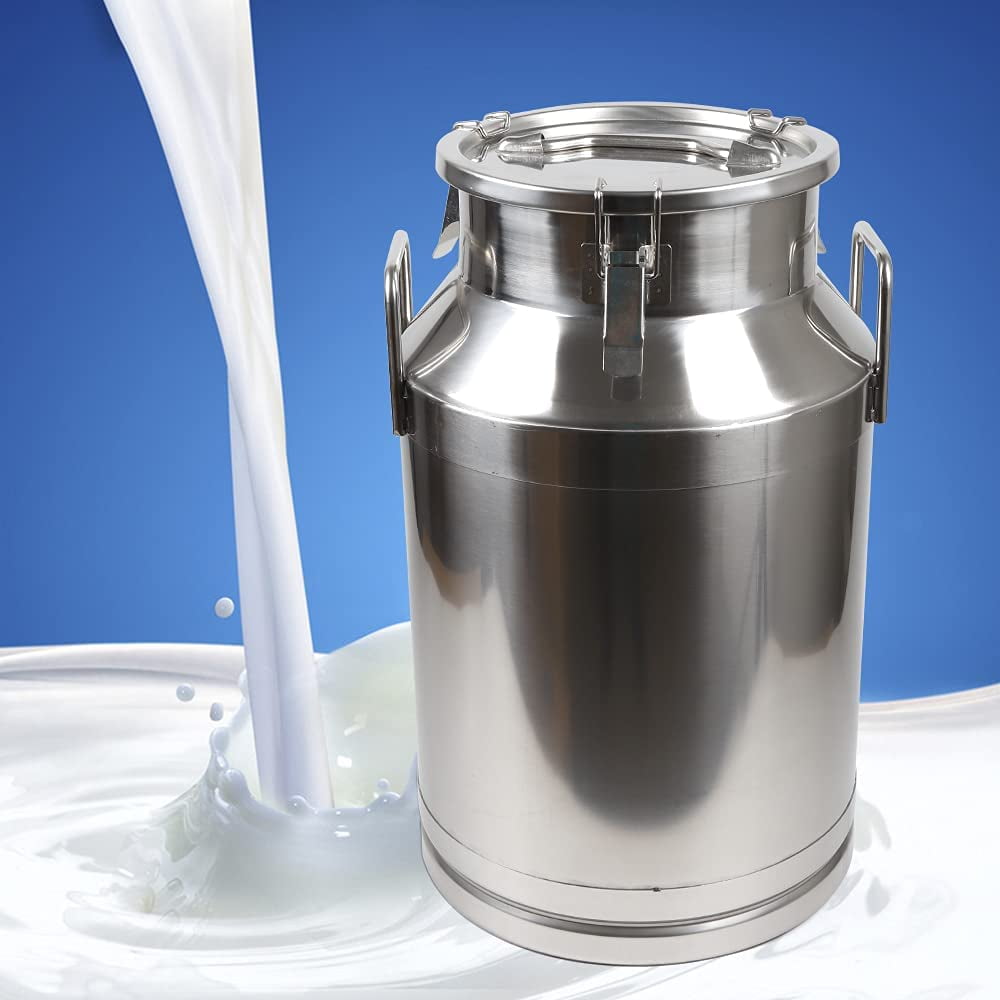 Miumaeov Stainless Steel Milk Can with Handle Silicone Seal Milk Bucket ...