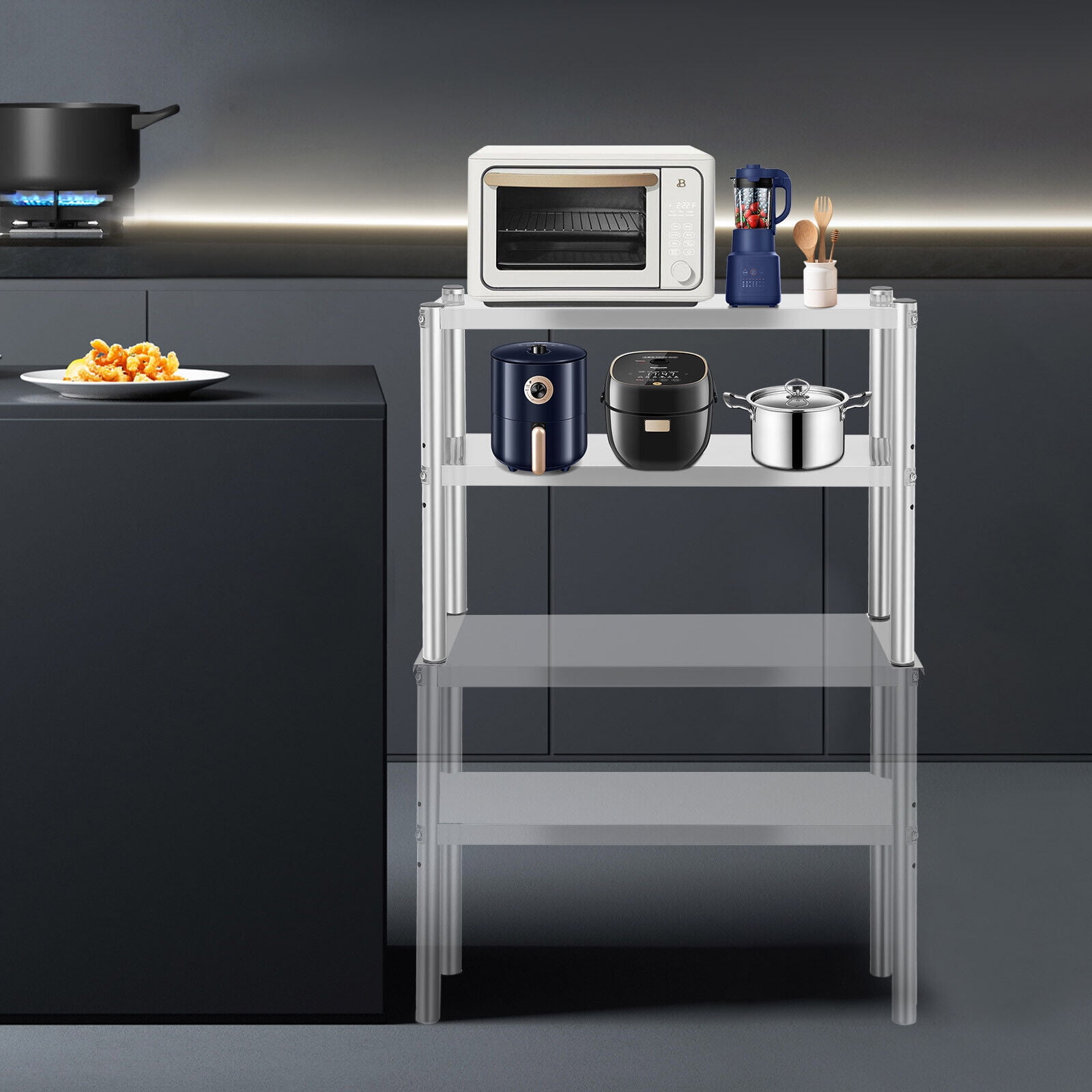 Miumaeov Stainless Steel Shelf Adjustable Work PrepTable Heavy Duty ...