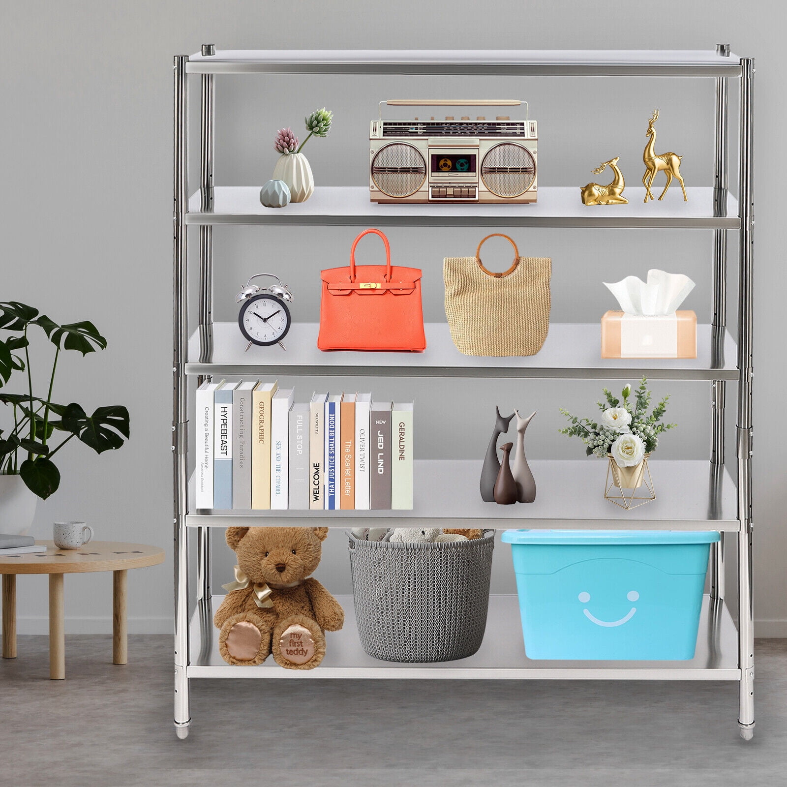 Miumaeov Stainless Steel Shelving 5 Tier Adjustable Shelf Storage Heavy ...
