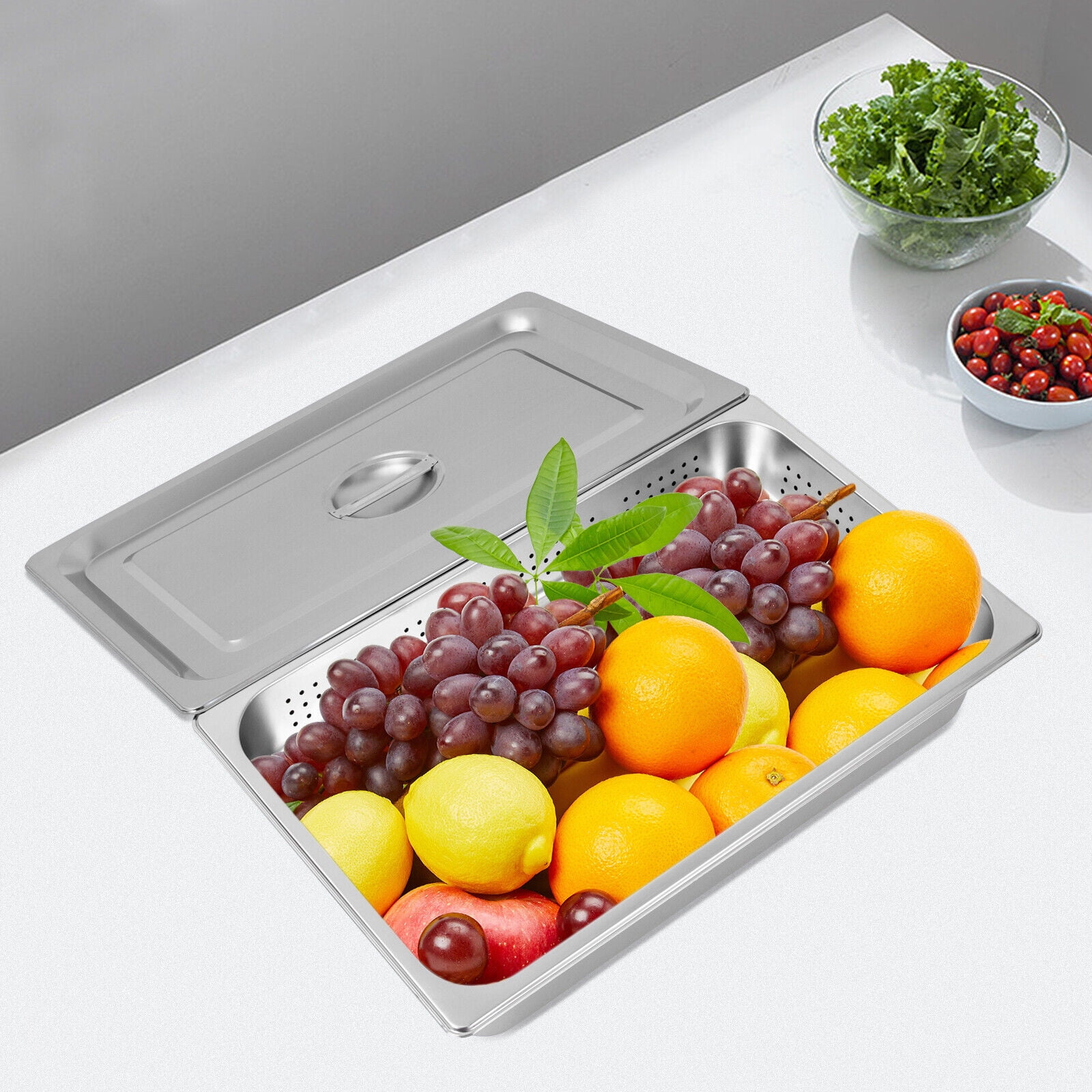 Miumaeov Stainless Steel Steam Table Pans with Lid 3-Pack Perforated ...