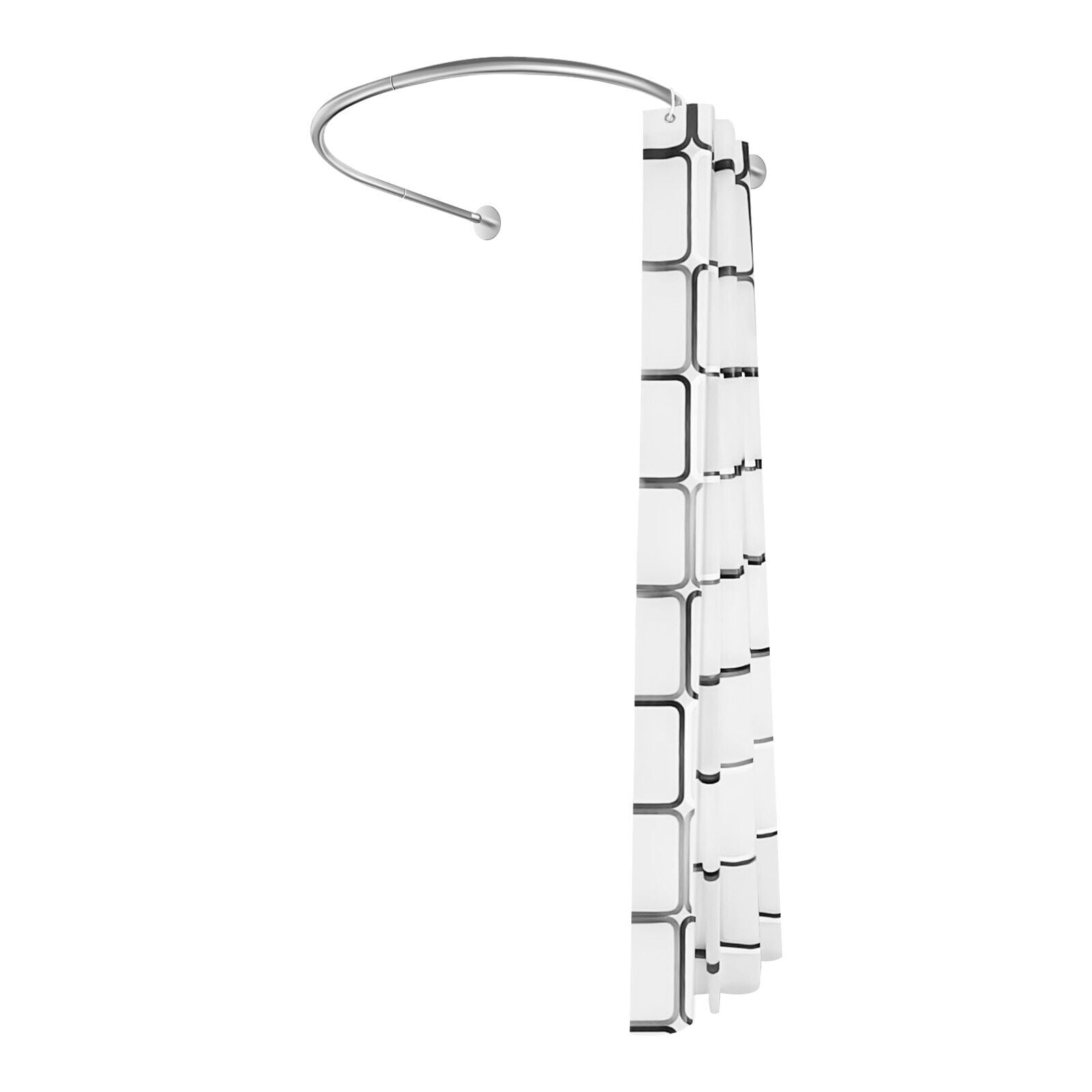 Miumaeov Stainless Steel U-shaped Shower Curtain Rod 0.9-1.3m with 9 ...