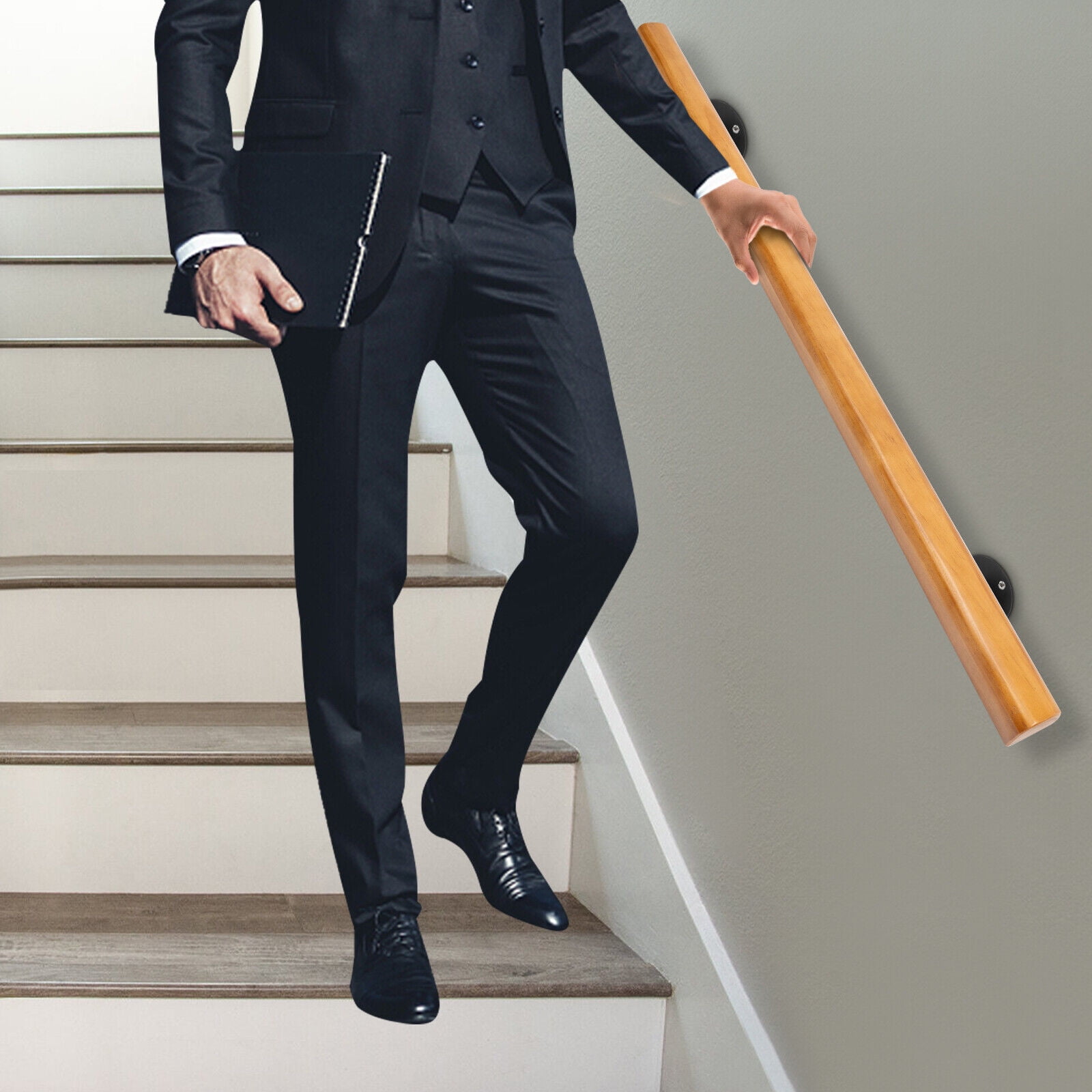 Miumaeov Staircase Handrails Wood Hand Rails for Indoor Stairs Wall ...