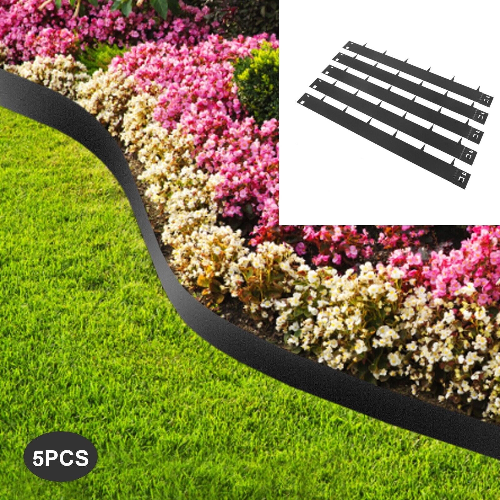 Miumaeov Steel Landscape Edging Borders 5Pcs 3"x39inch Lawn Border ...