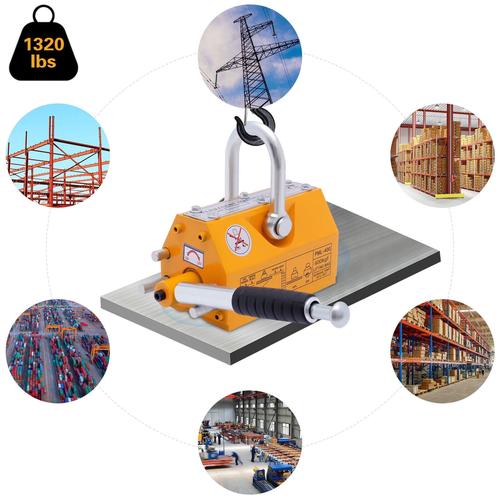 Miumaeov Steel Magnetic Lifter 1320LB Metal Lifting Magnet Magnetic ...