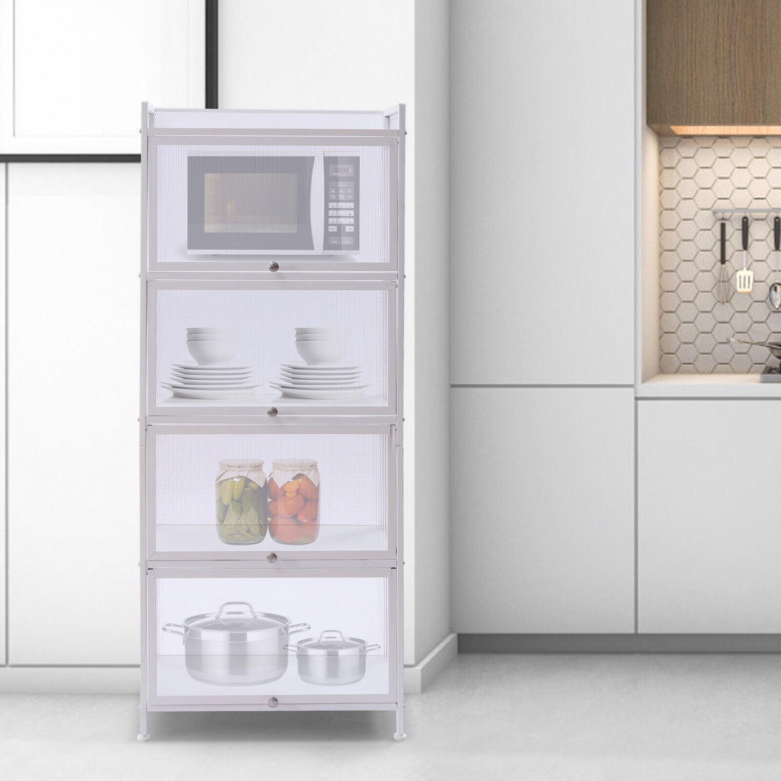 Miumaeov Storage Cabinet 55.7" H Transparent Pantry Cabinet with ...