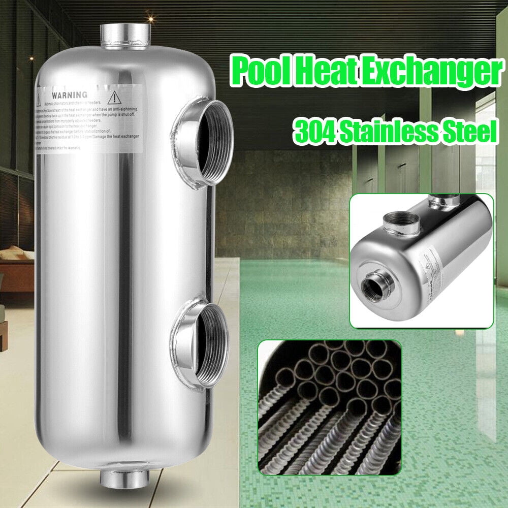 Miumaeov Swimming Pool Heat Exchanger Tube Shell Stainless Steel Pool ...