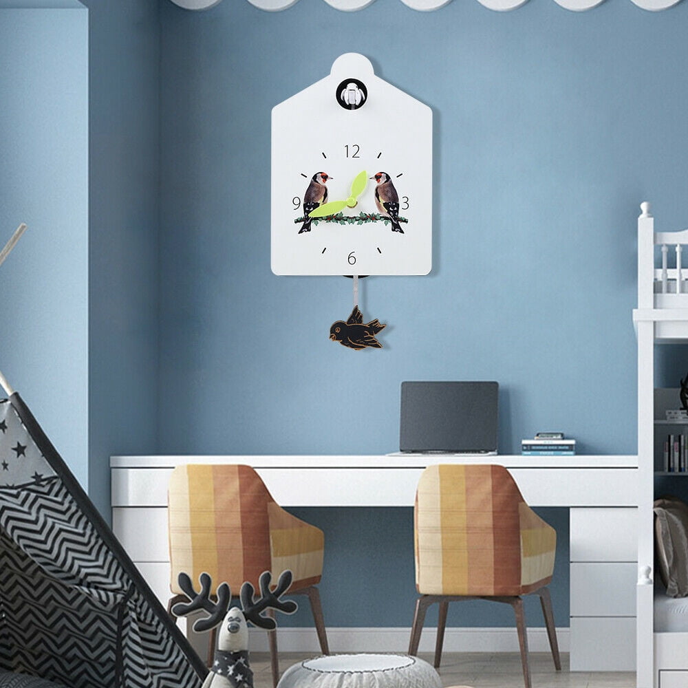 Miumaeov Swing Wall Clock White Vintage Clock Bird Pendulum Wall Clock ...