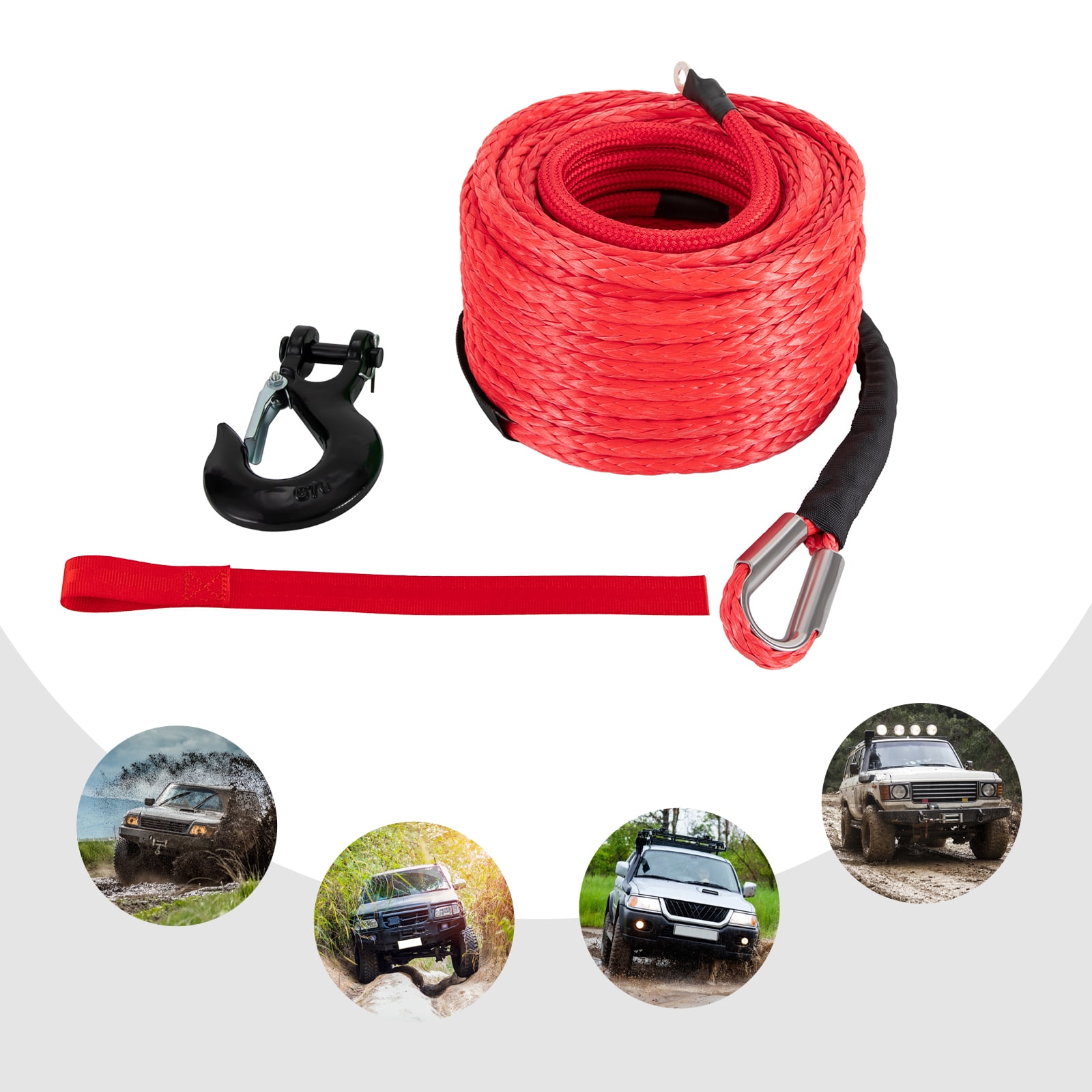 Miumaeov Synthetic Winch Rope with Hook for ATV/SUV/UTV/Truck ...