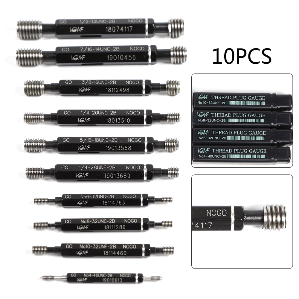 Miumaeov Thread Plug Gage Gauge Set Double End Go-No Go Class 2B ANSI ...