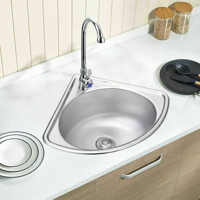 Miumaeov Stainless Steel Triangle Corner Sink with Faucet, Easy Install ...