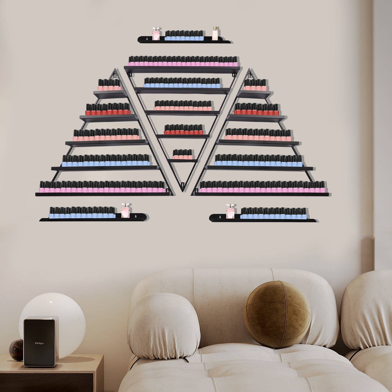 Miumaeov Triangular Nail Polish Display Rack Wall-Mounted 5 Tiers Metal ...