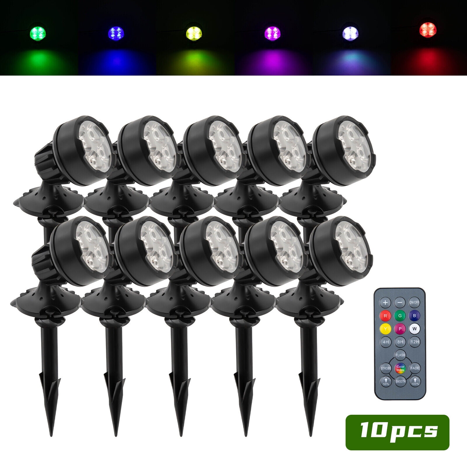 Miumaeov Underwater Pond Lights Colored Submersible Spot Lights with Remote Control Timer LED ...