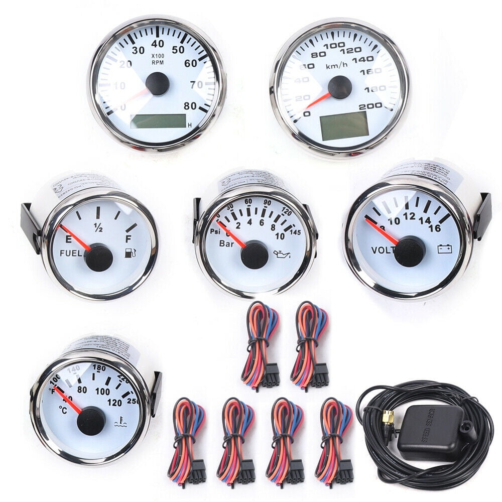 Miumaeov Universal 6 Gauge Set GPS Speedometer Tachometer Fuel Volt ...
