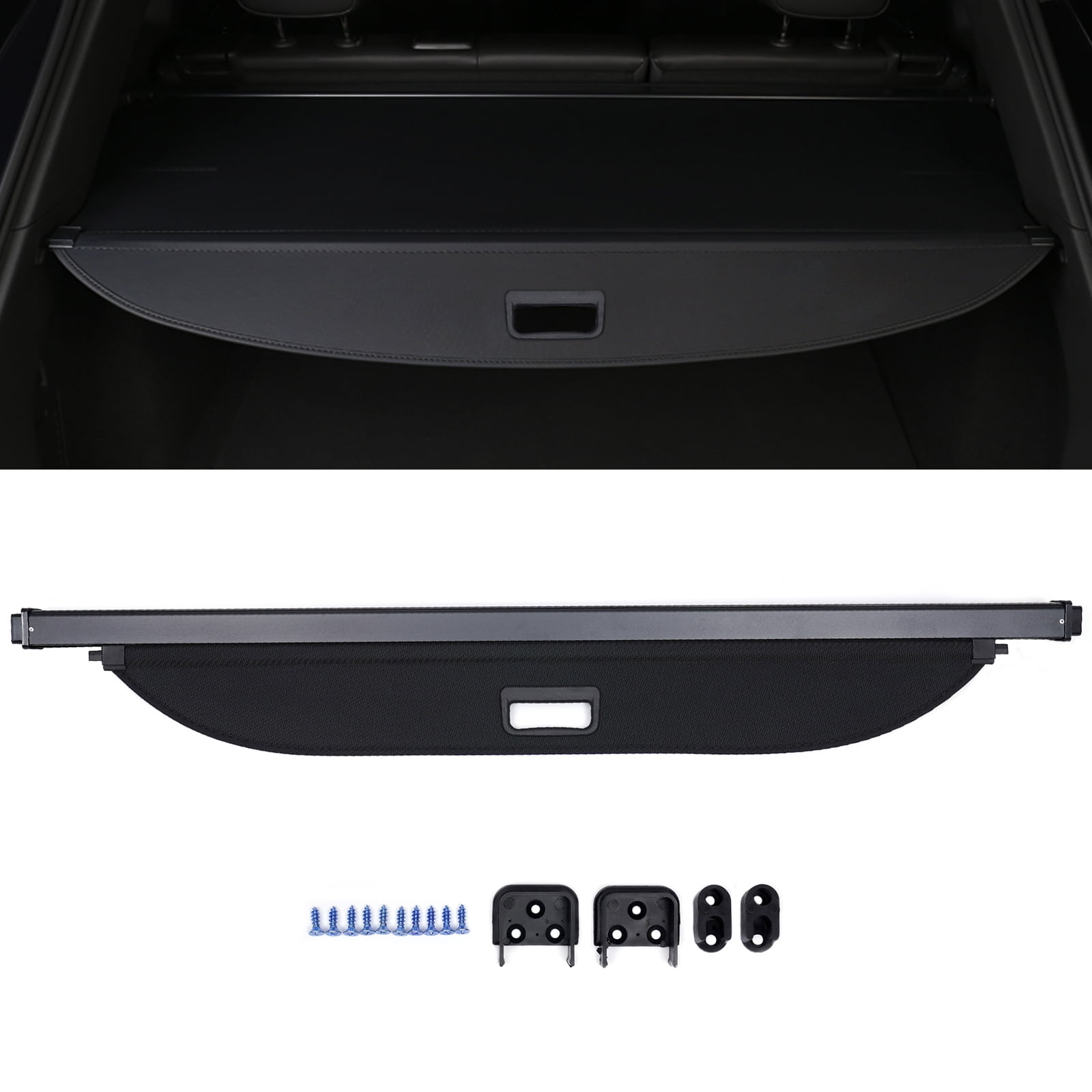 Miumaeov Universal Cargo Cover Trunk Cargo Cover Black Retractable ...