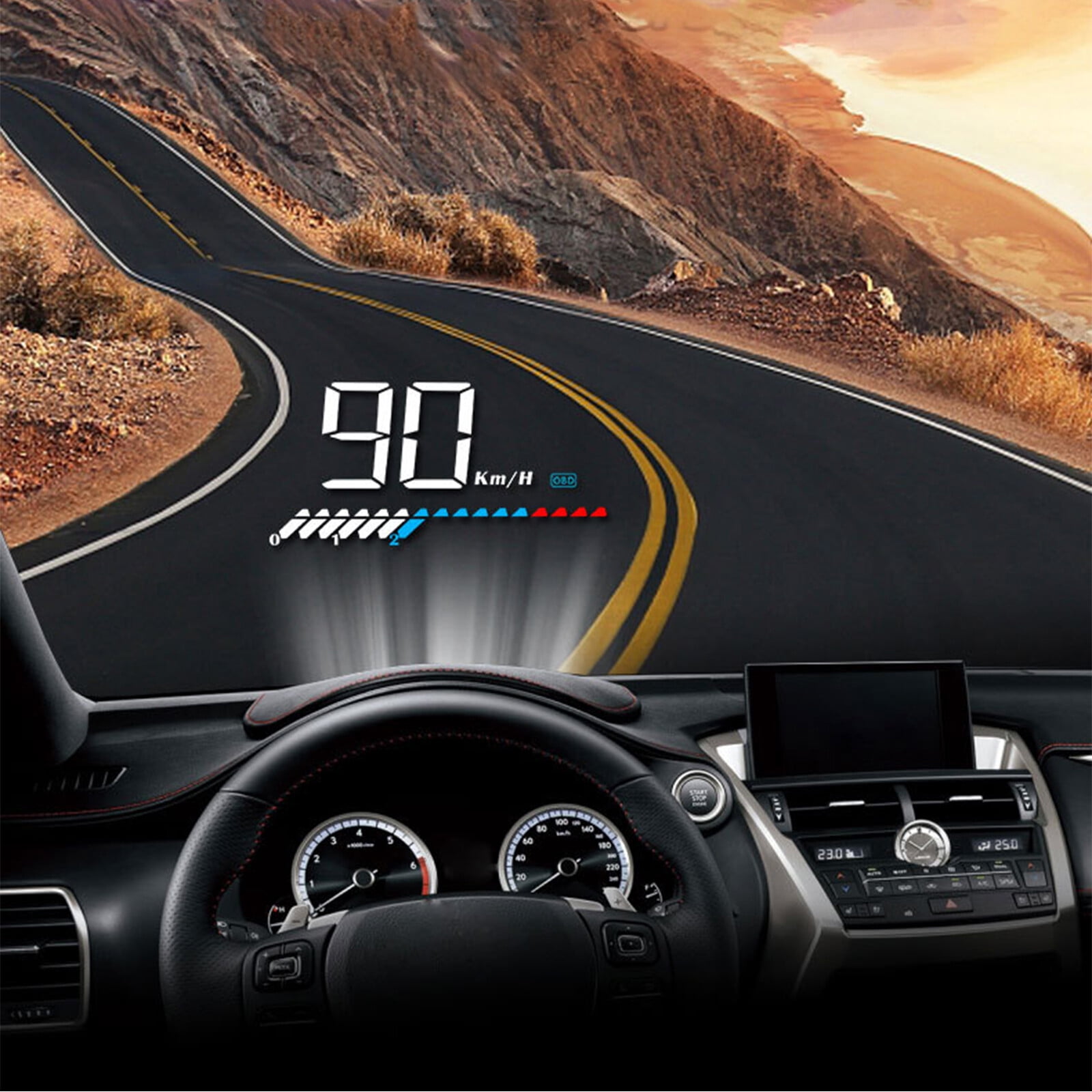 Miumaeov Universal Digital Car GPS HUD Head Up Display LED HD Speedometer Overspeed Alarm ...