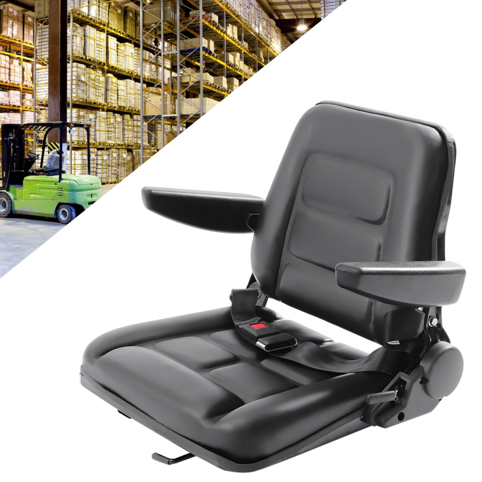 Miumaeov Universal Tractor Seat, Black PVC Foam, Adjustable Backrest 35 ...