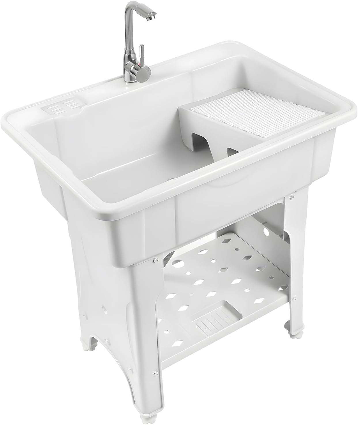 Miumaeov Utility Sink with Faucet Freestanding Laundry Tub Sink Heavy ...