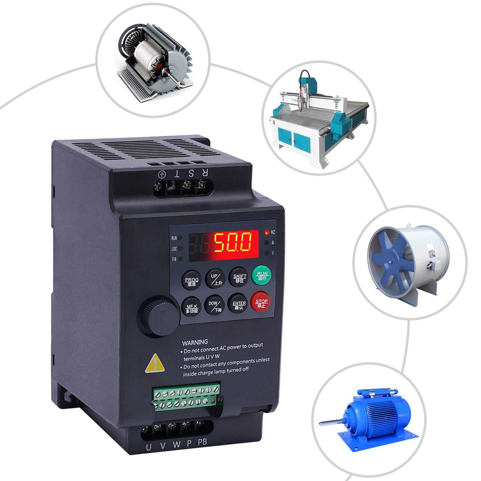 Miumaeov VFD AC 220V 2.2KW 3HP 10A Variable Frequency Drive Inverter Converter Single to 3 Phase ...