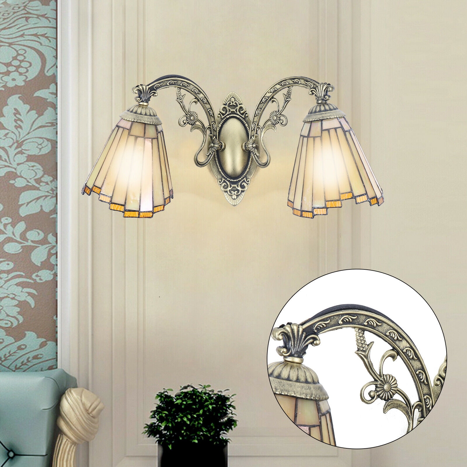 Miumaeov Vintage Mermaid Stained Glass Wall Light Tiffany Style Wall ...