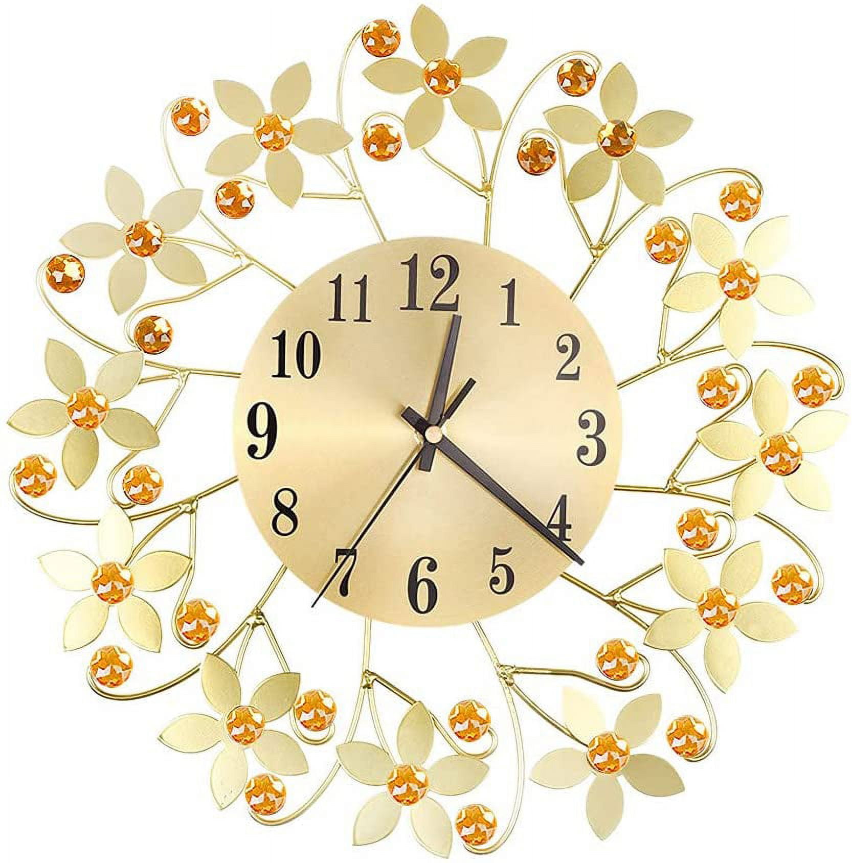 Miumaeov Vintage Metal Wall Clock Flower Living Room Hanging Home Decor ...