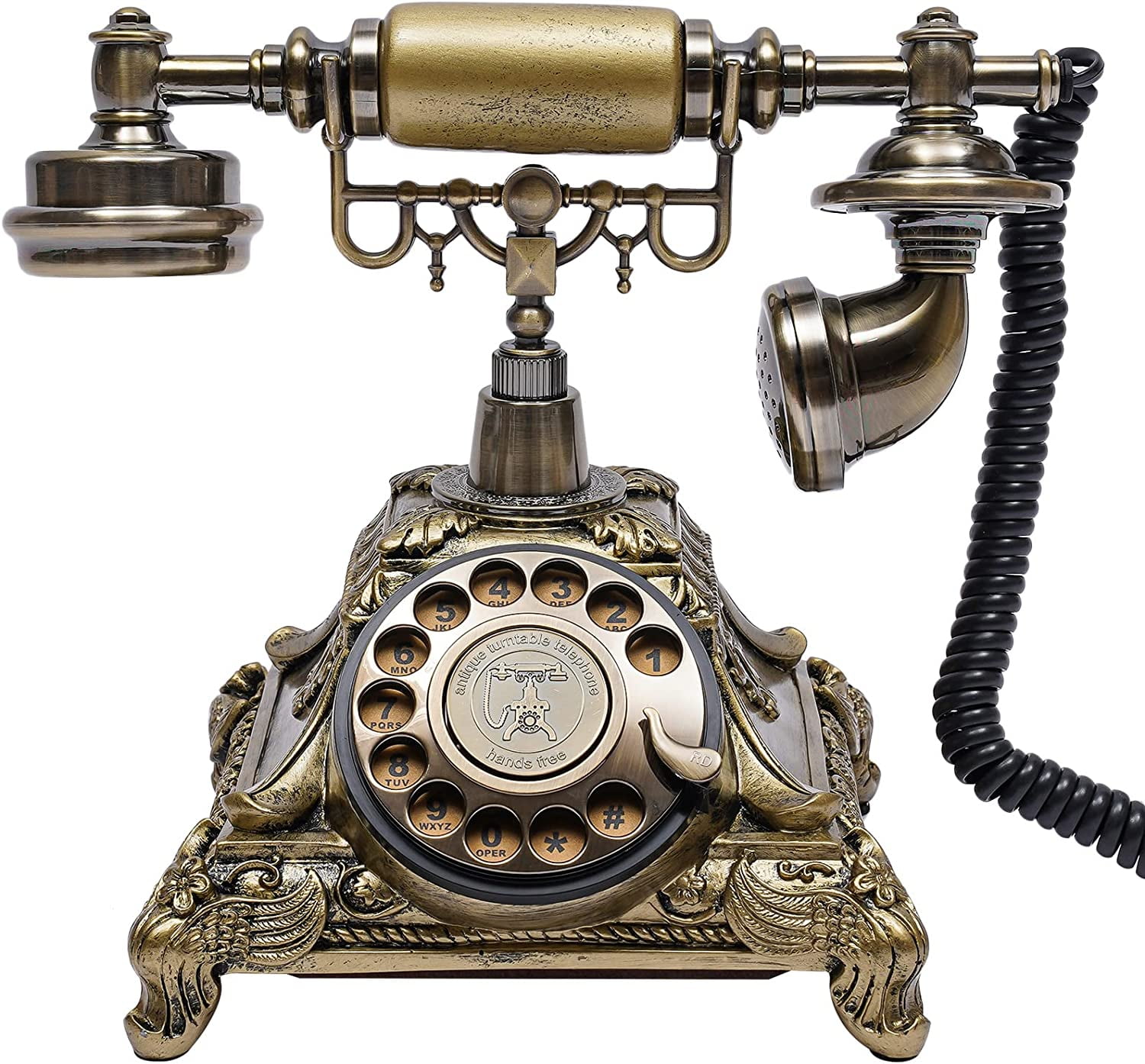 Miumaeov Retro Rotary Dial Corded Phone with Hands Free, Gold - Walmart.com