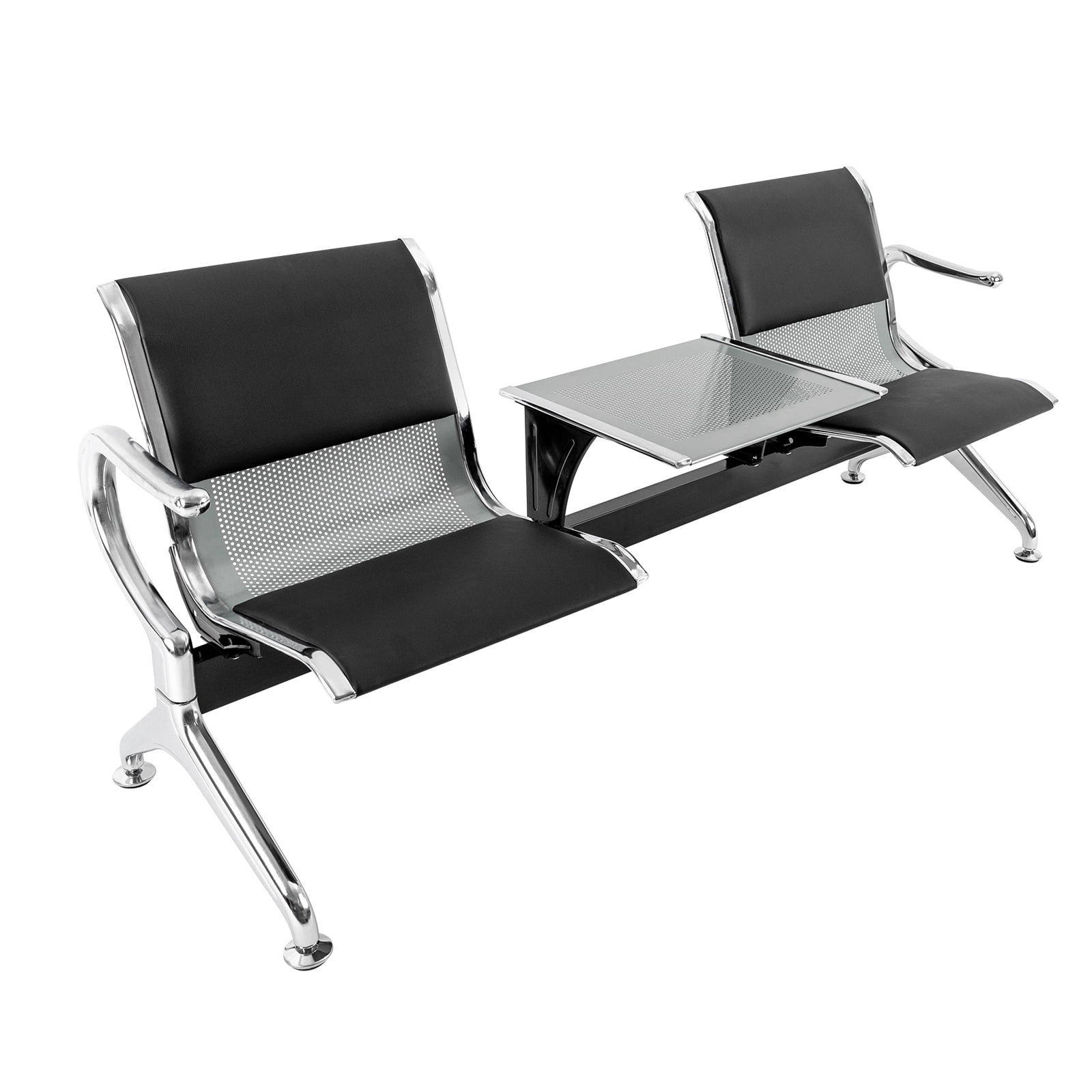 Miumaeov Waiting Room Chairs, Reception Bench with Arms, Black PU ...