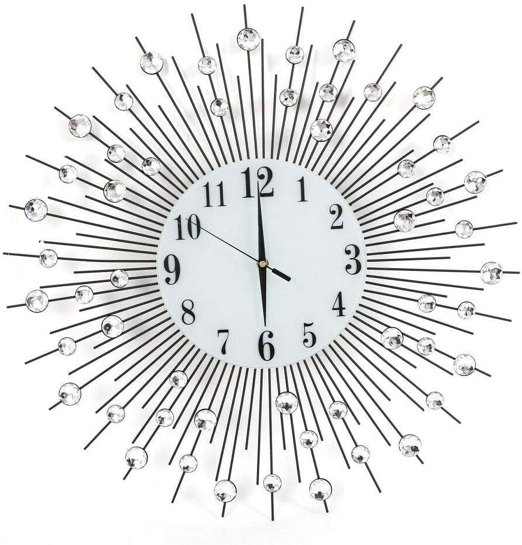 Miumaeov Wall Clock Large Luxury Art Wall Watch Round Diamond Wall ...