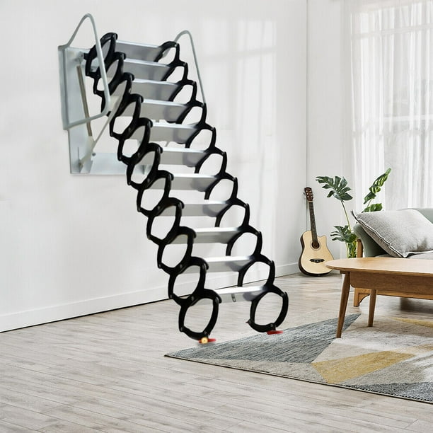 Miumaeov Wall Mounted Attic Ladder 12 Steps Attic Steps Folding Stairs ...