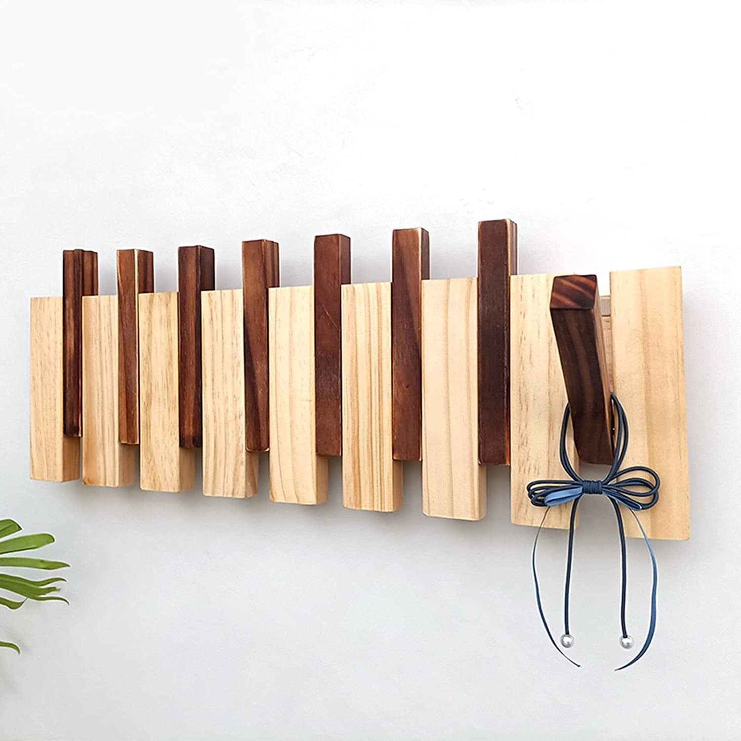 Miumaeov Wall-Mounted Coat Hooks Wooden Rack with 8 Flip-Down Hooks for ...