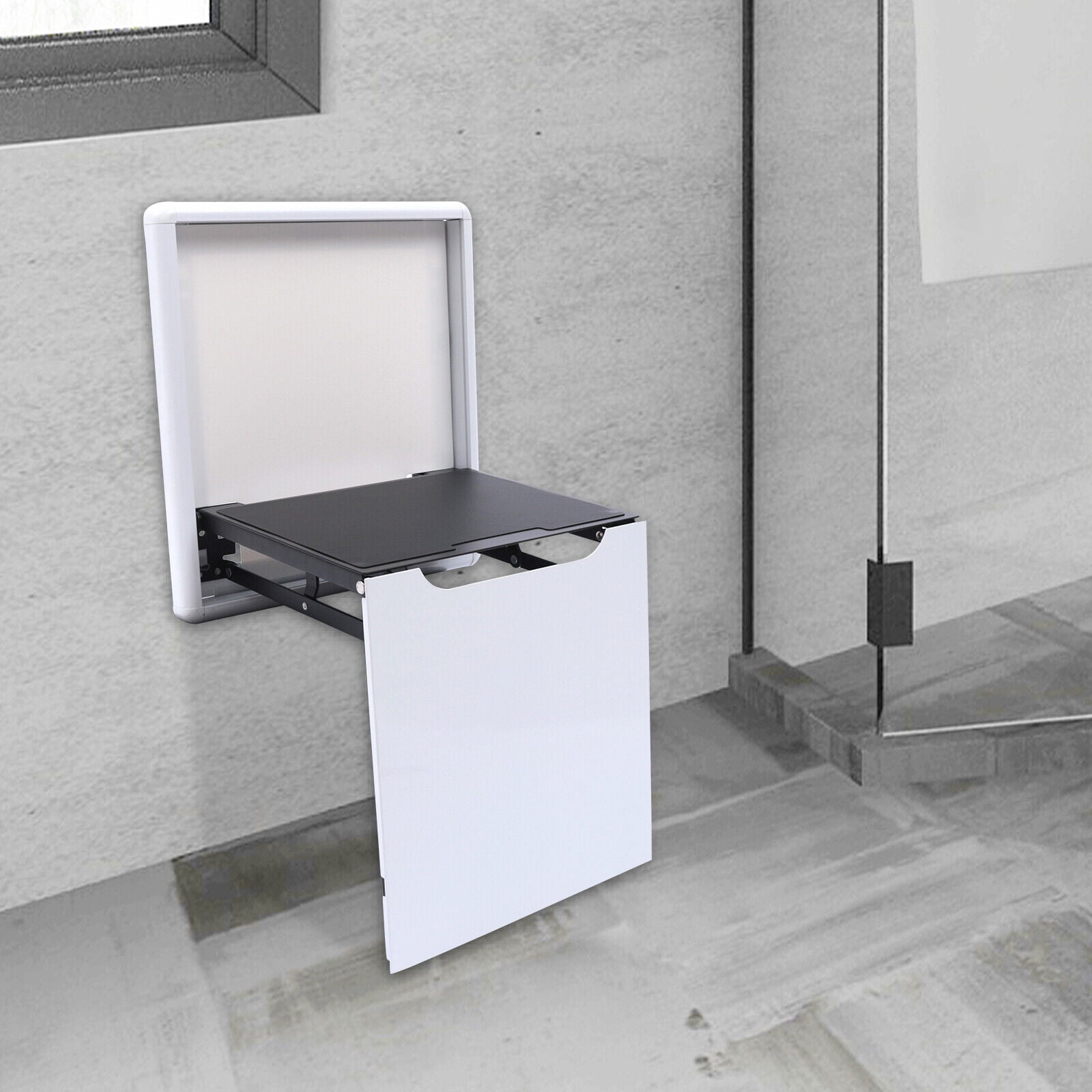 Miumaeov Wall Mounted Folding Stool Chair Seat Aluminum Alloy L-shaped ...