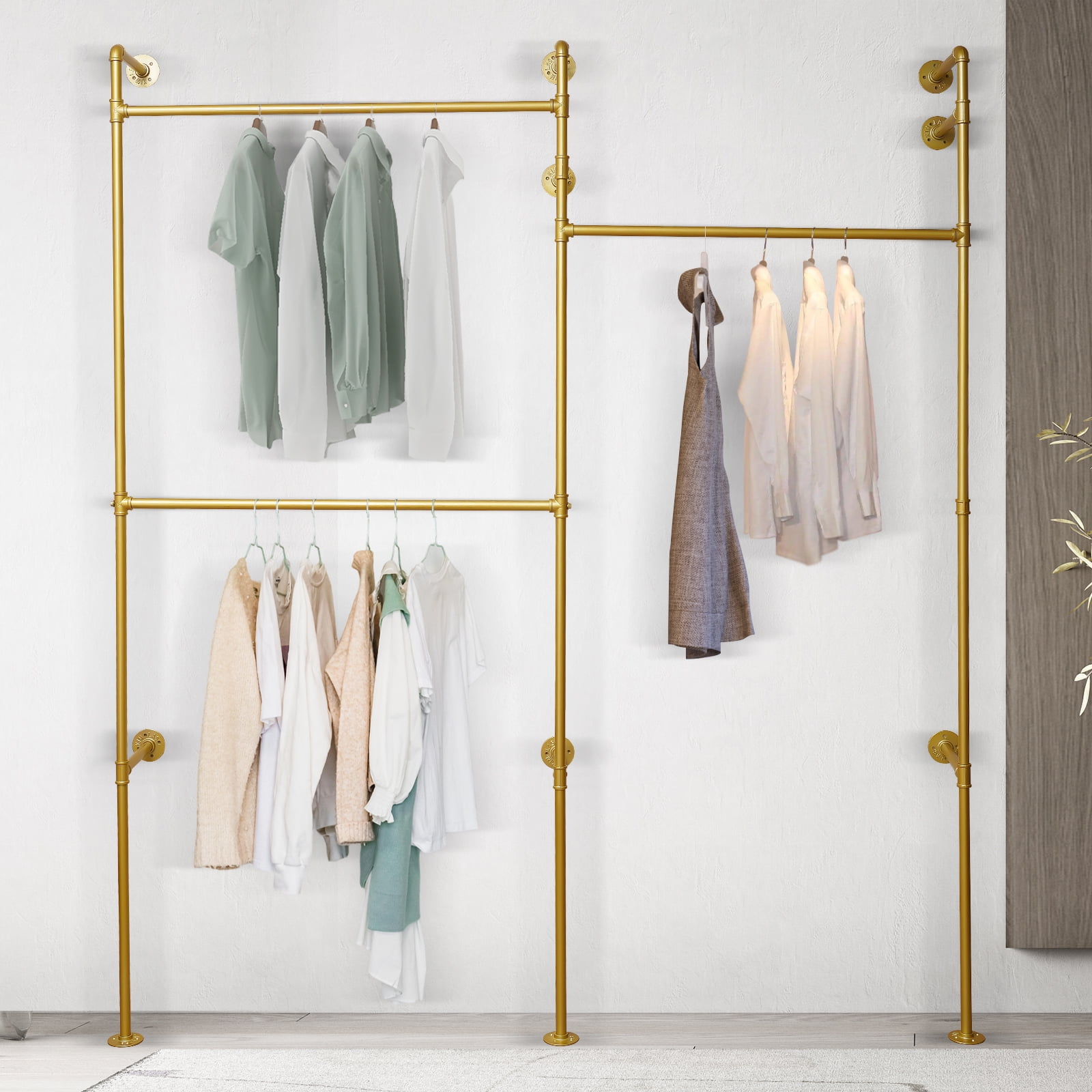 Miumaeov Iron Shelf Wall Mounted Industrial Pipe Clothing Rack, Rustic ...