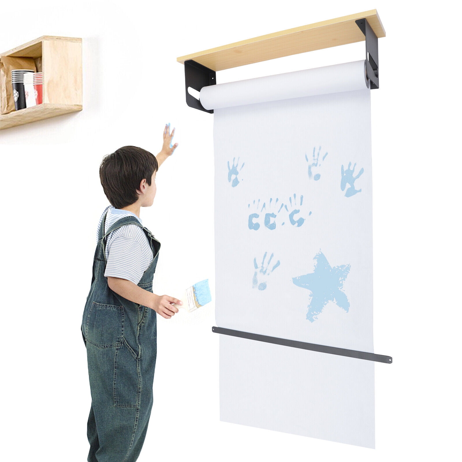 Miumaeov Wall Mounted Kraft Paper Dispenser 24 inch Wooden Kraft Paper ...