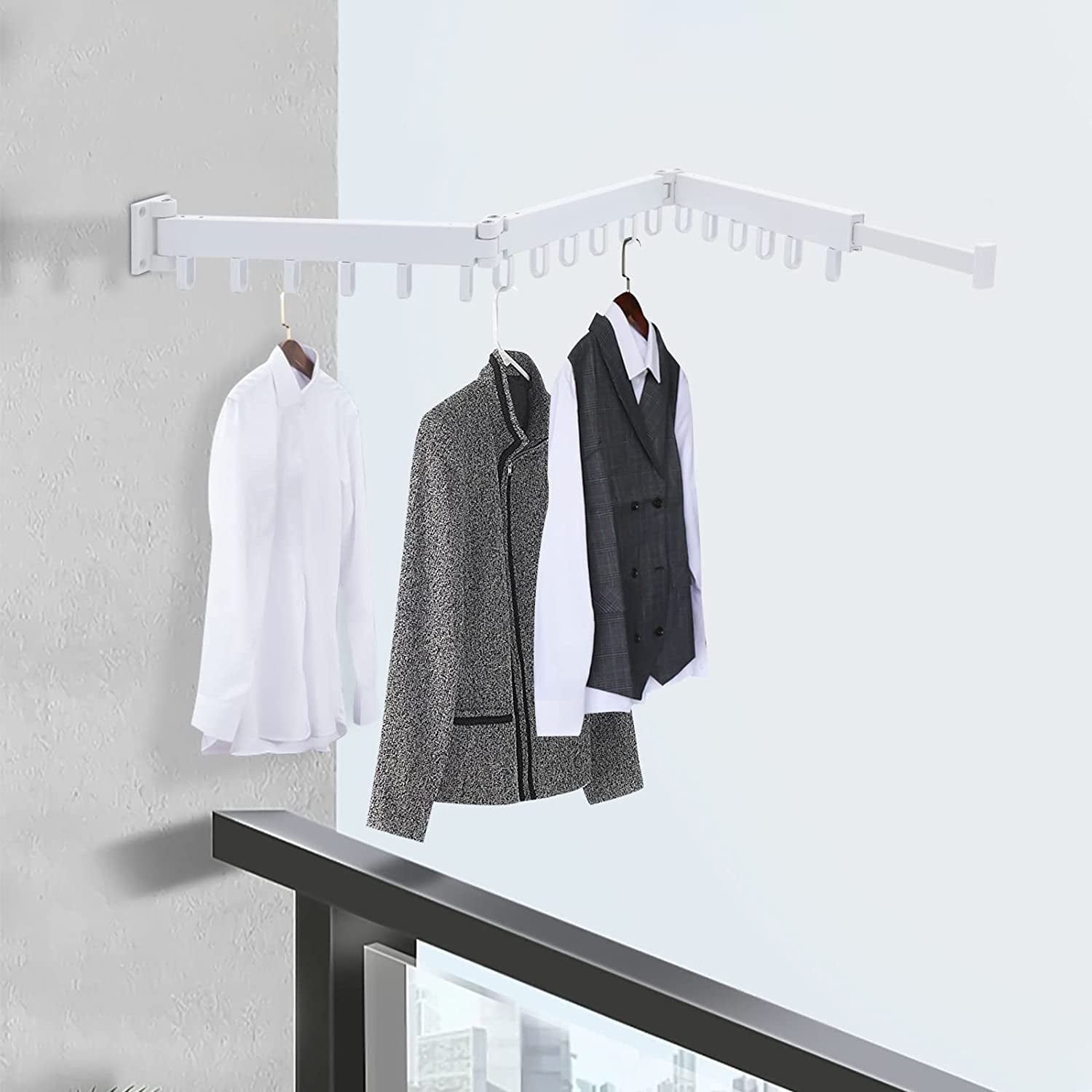 Miumaeov Retractable Clothes Rack, Wall Mounted, Foldable, Rotatable ...