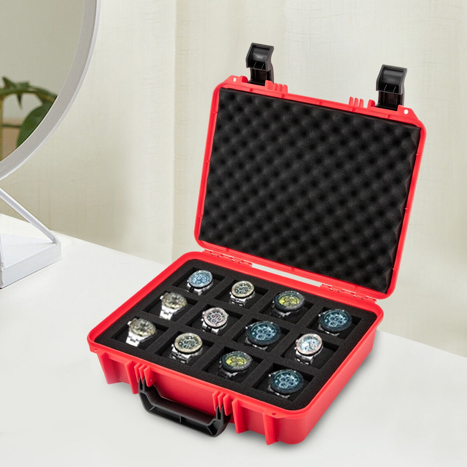 Miumaeov Watch Box 12 Slots Watch Case Stainless Steel Plastic Watch ...