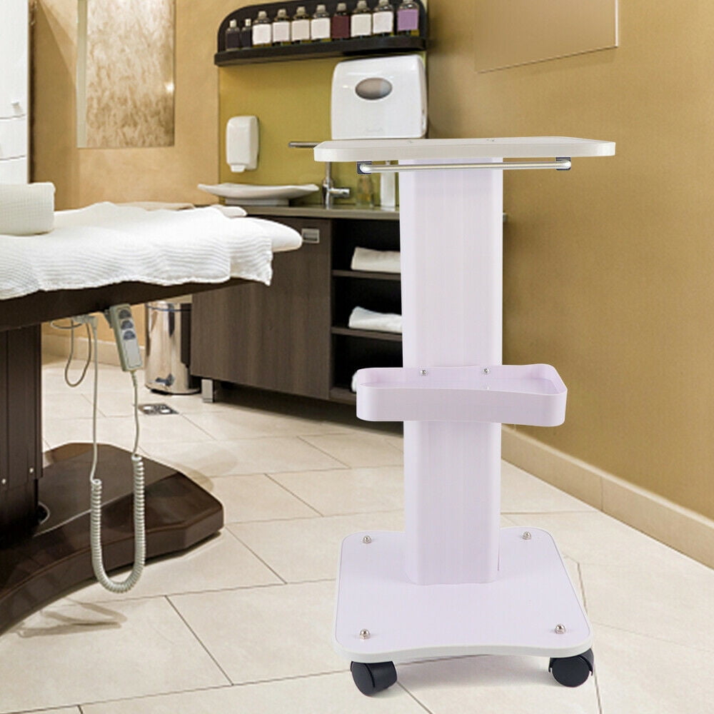 Miumaeov White Salon Cart with Handle and Tray Be-au-ty Rolling Trolley ...