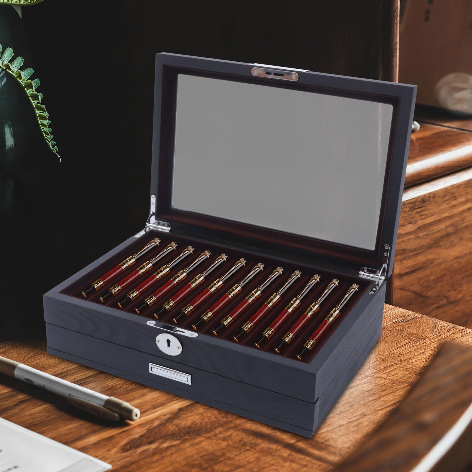 Miumaeov Wood Pen Display Box 23-Slot 2-Layer Pen Collector Organizer ...