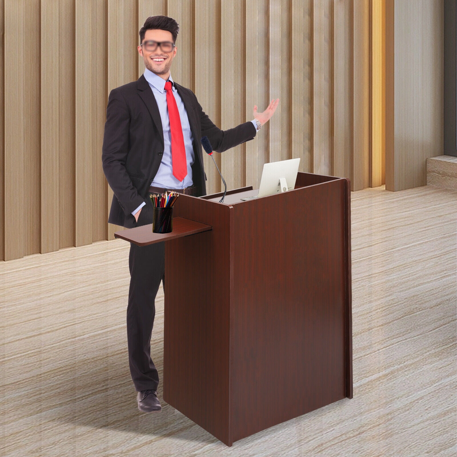 Miumaeov Wooden Podium 23.6 * 45.7 * 15.7in Rectangular Modern Standing ...