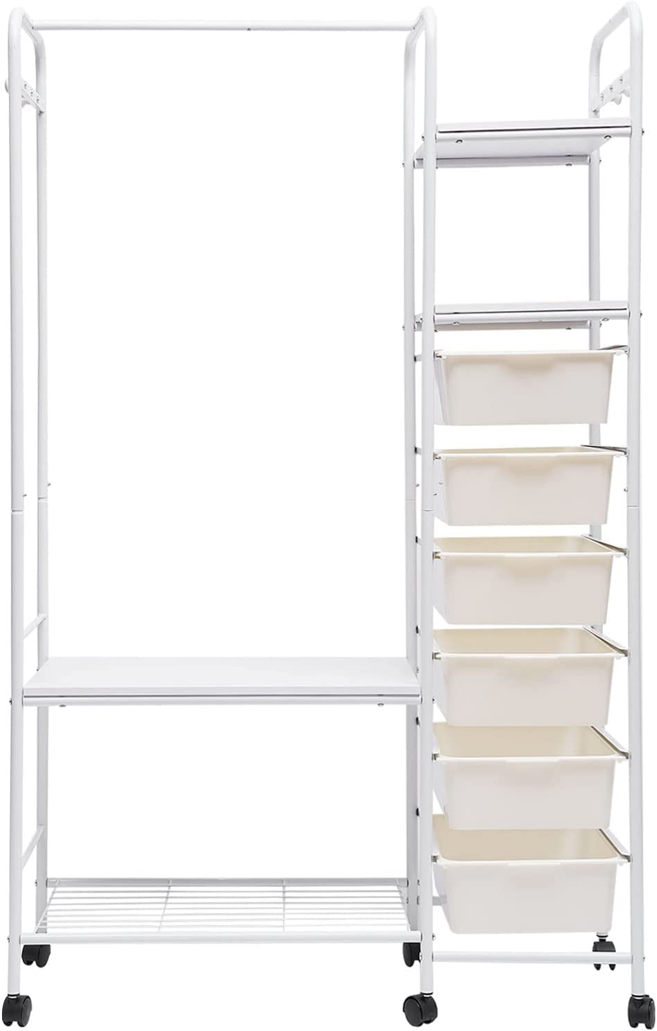 Miumaoev Rolling Garment Rack Wardrobe Rack with Wheels Heavy Duty ...