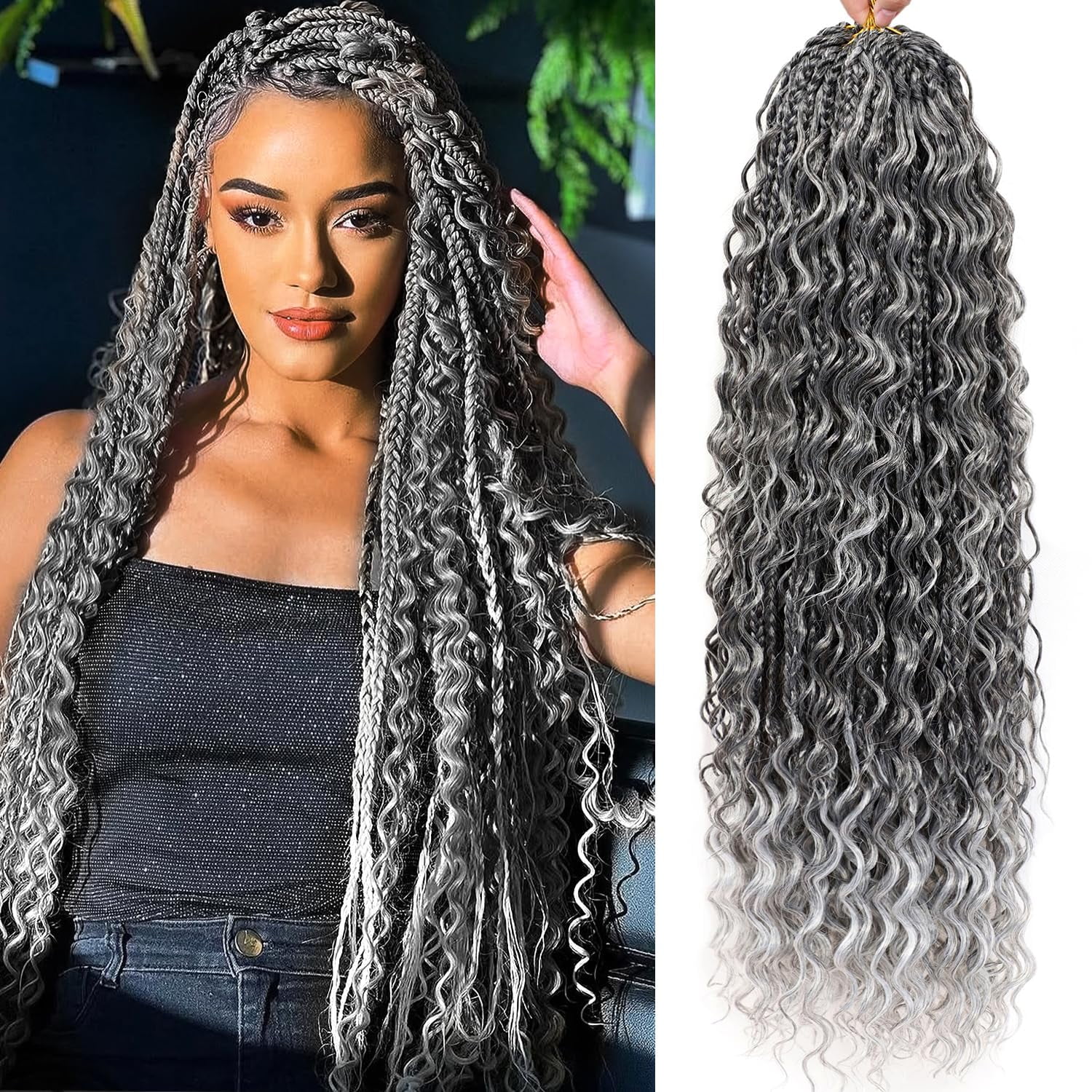 Miuric Boho Crochet Box Braids for Black Women 24 Inch 7 Packs Goddess ...
