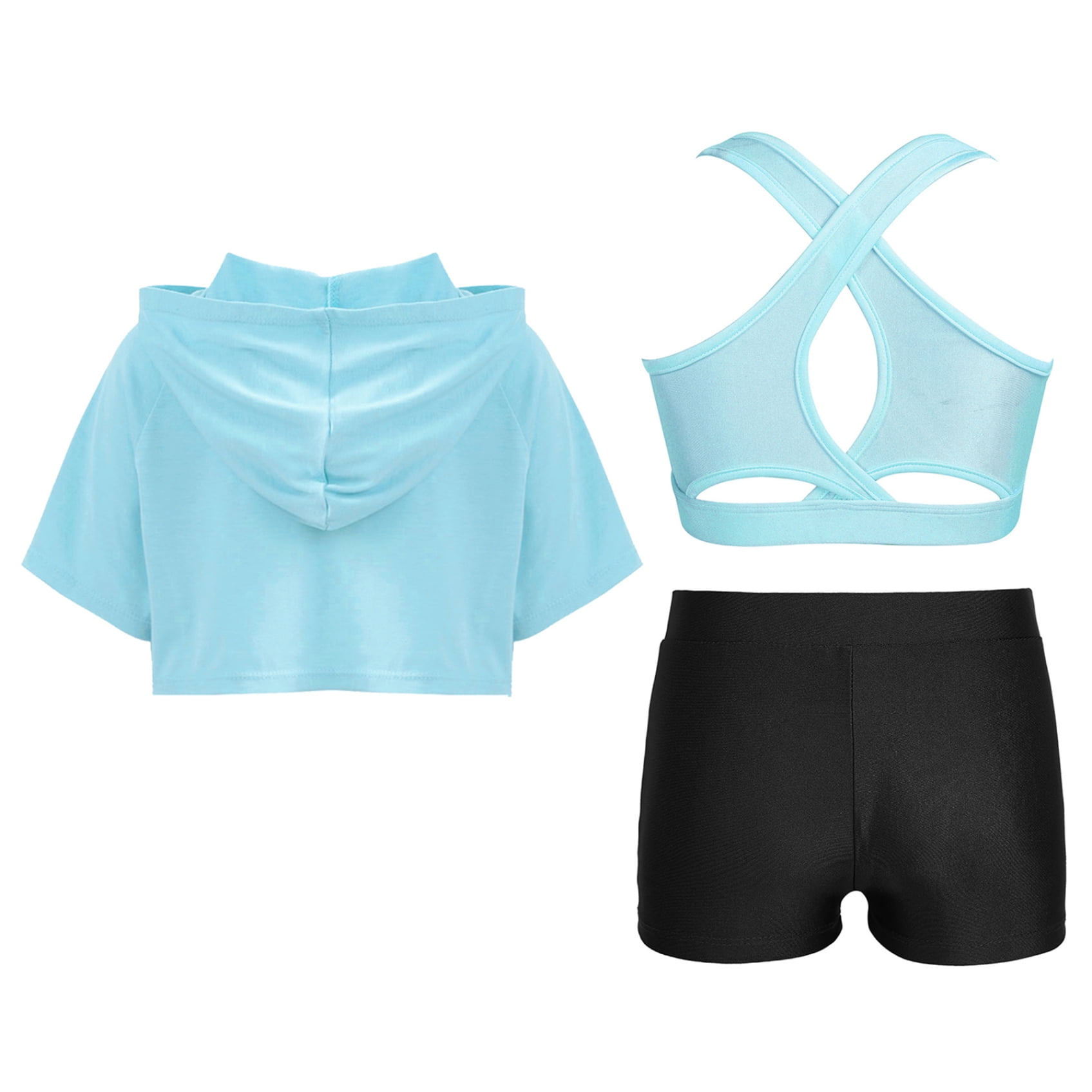Miutii Kids Girls 3 Piece Gym Gymnastics Yoga Training Suit Short ...