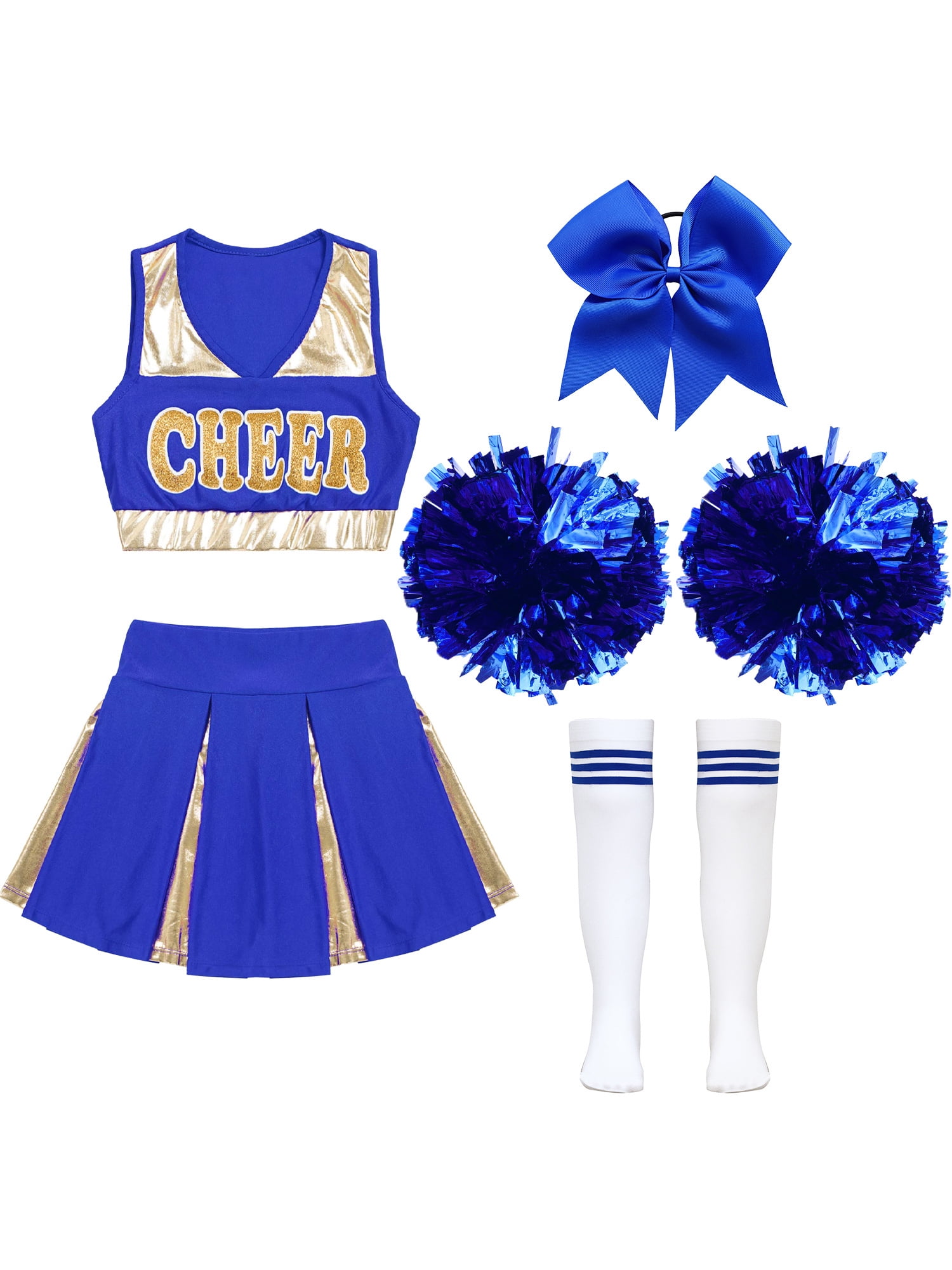 Miutii Kids Girls Cheer Leader Costume Fancy Dress Up High School Team ...