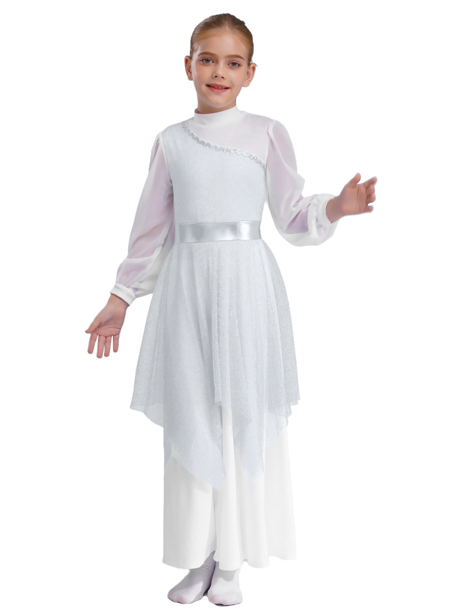 Miutii Kids Girls Color Block Dance Dress for Liturgical Worship Praise ...
